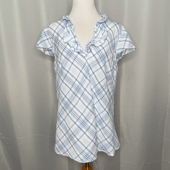 Talbots | Tops | Talbots Ruffled Split Neck Top | Poshmark